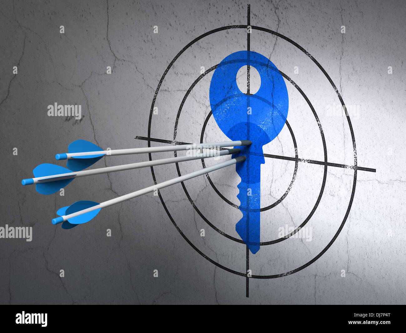 Safety concept: arrows in Key target on wall background Stock Photo - Alamy