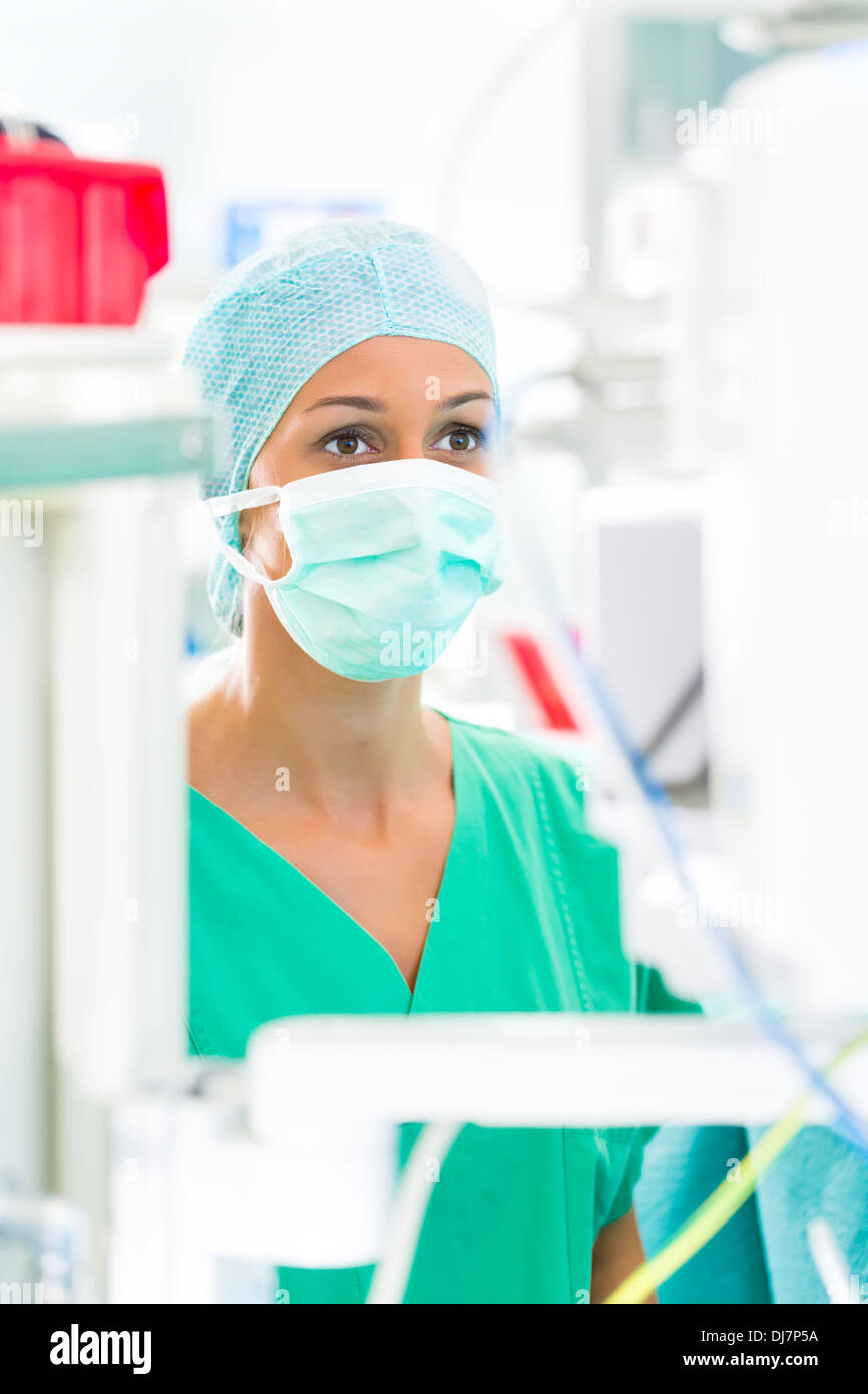 Hospital - Young female doctor or surgeon in a sterile operating room ...