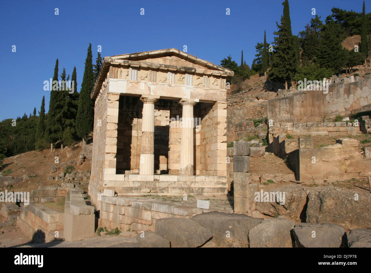 Greece. Delphi. The Athenian Treasury. Doric style. 490 BC Stock Photo ...