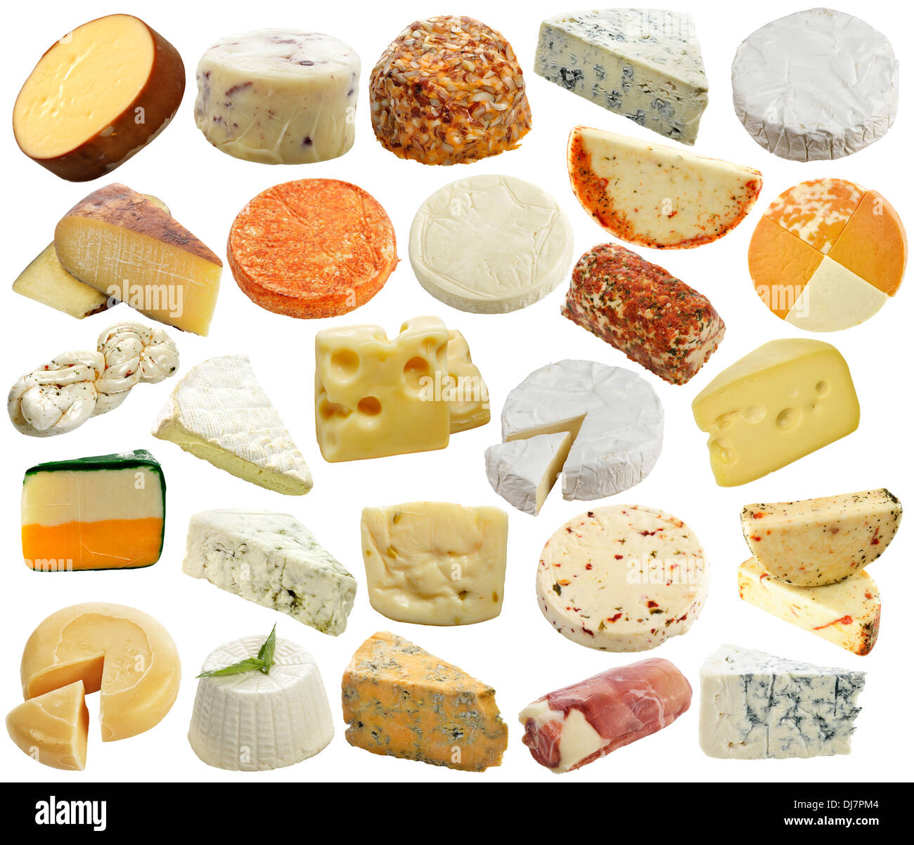 Cheese Collection Isolated On White Stock Photo - Alamy