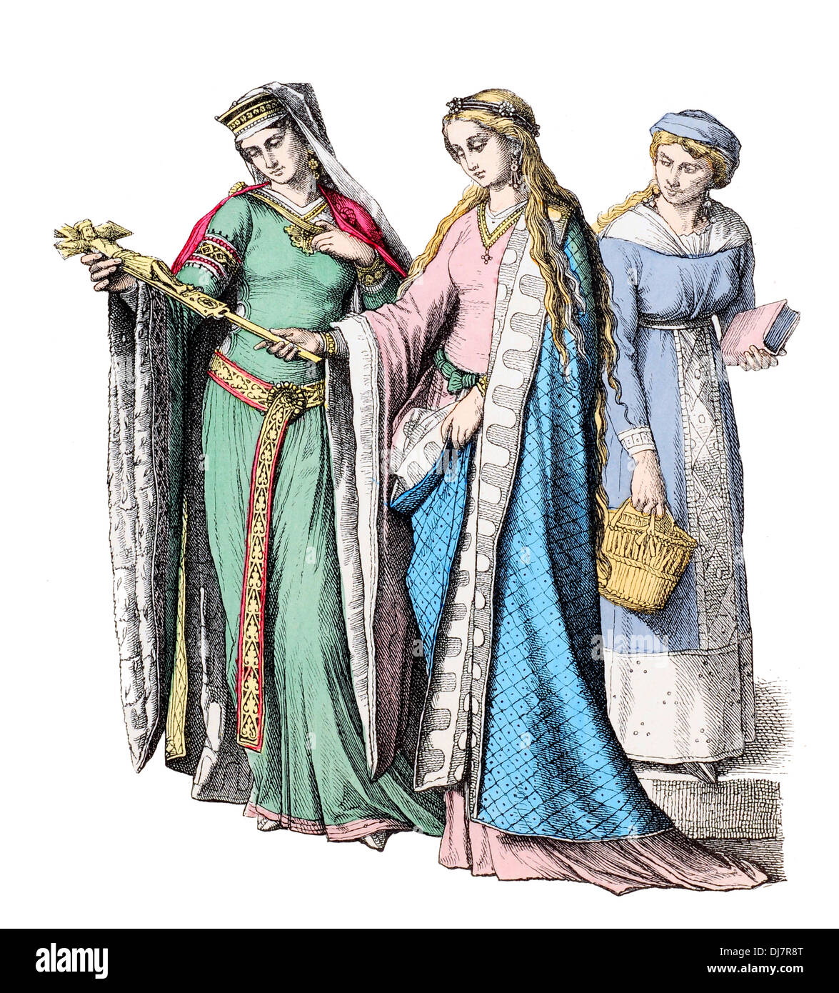 12th Century XII German Ladies of Rank and Servant maid Stock Photo - Alamy