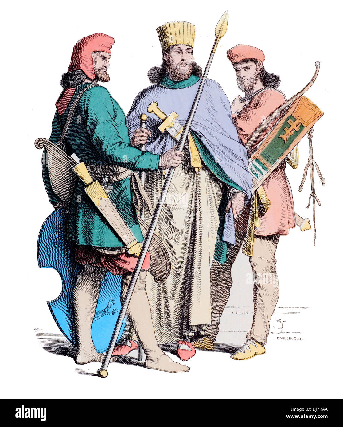 Pre Christian BC Assyria Court Official Archer and Peasant Stock Photo ...