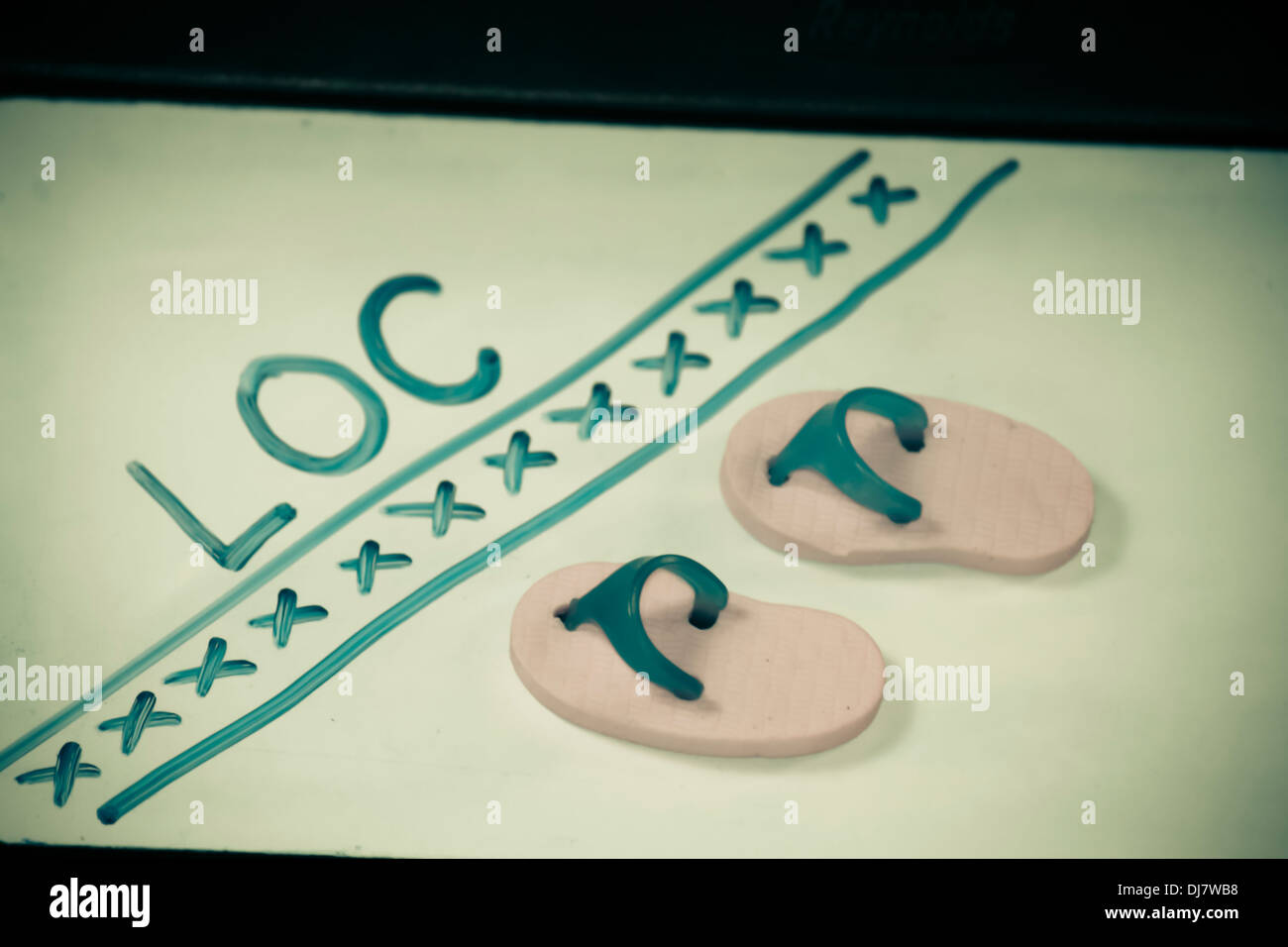 Miniature rubber slippers with wording line of control (LOC), Concept ...