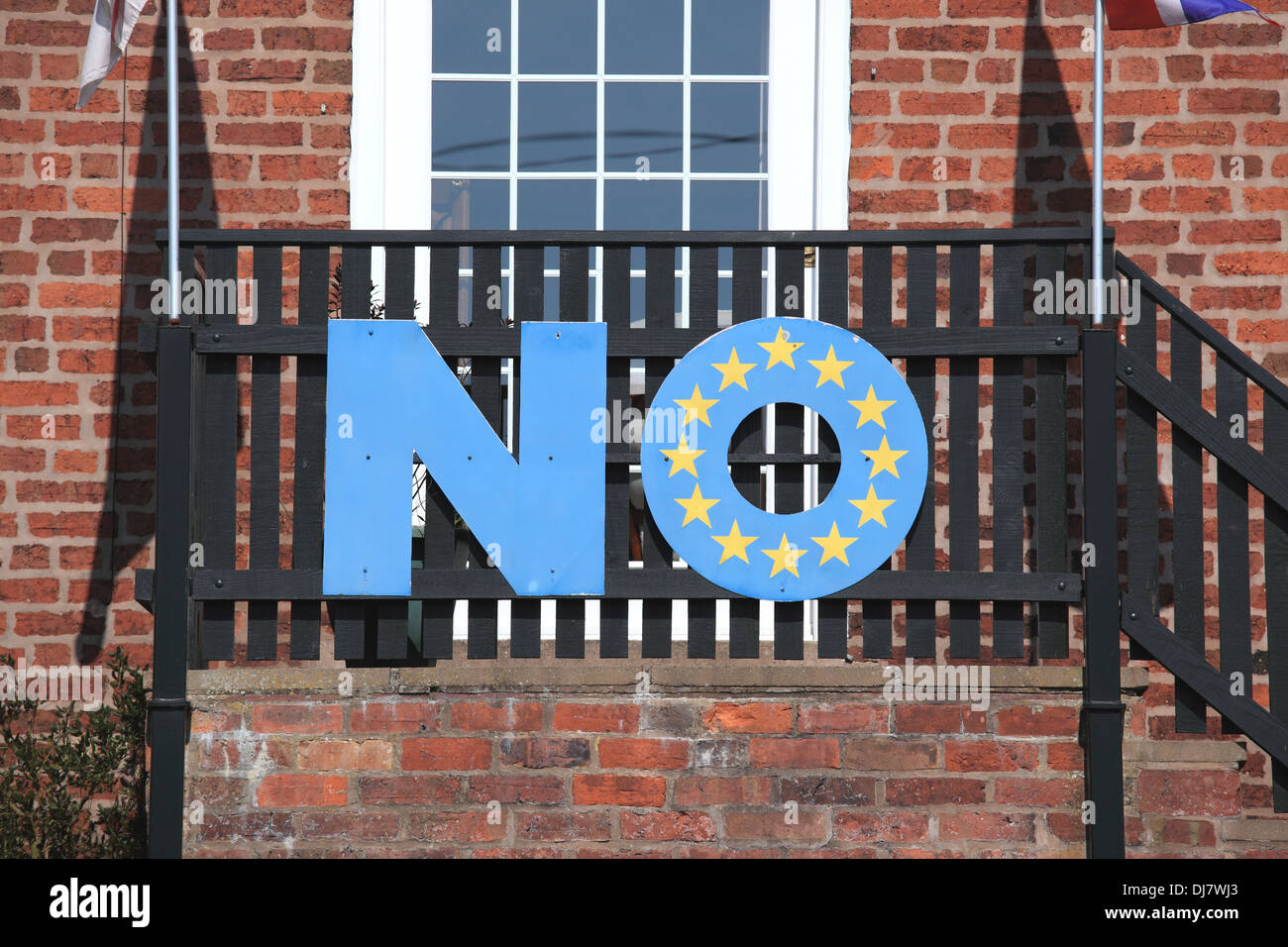 Anti European Union sign on a private house in Tyrley, Staffordshire ...