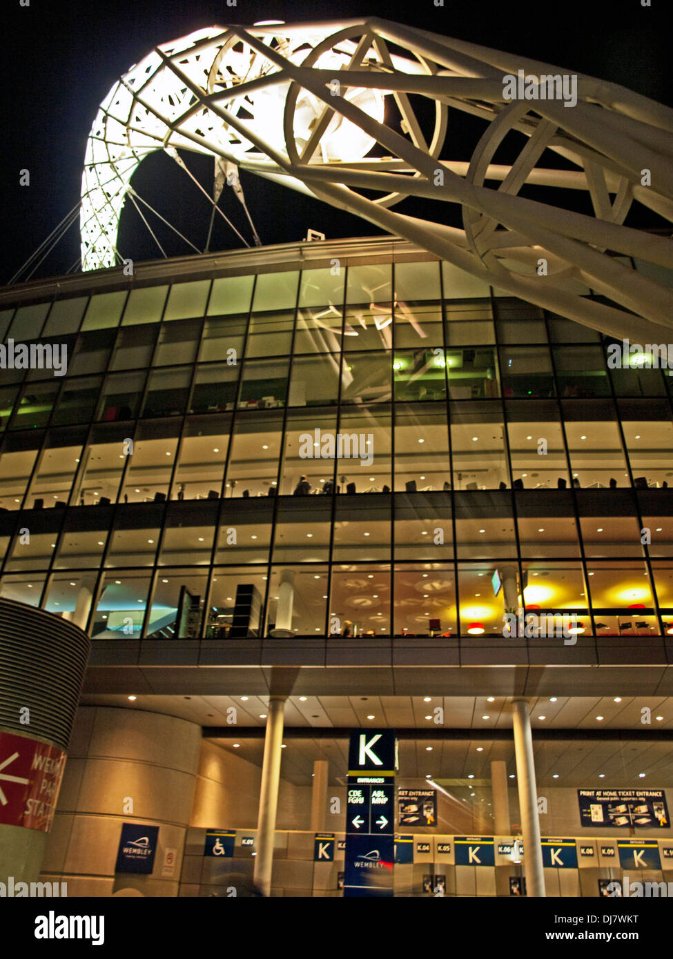 Wembley Stadium arch at night, Wembley, London, England, United Kingdom ...
