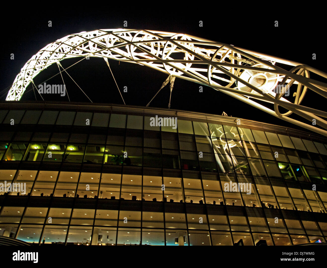 Wembley Stadium arch at night, Wembley, London, England, United Kingdom ...