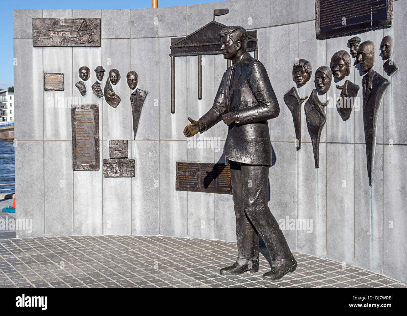 Bronze statue of John F. Kennedy on quayside at New Ross, Co Stock ...