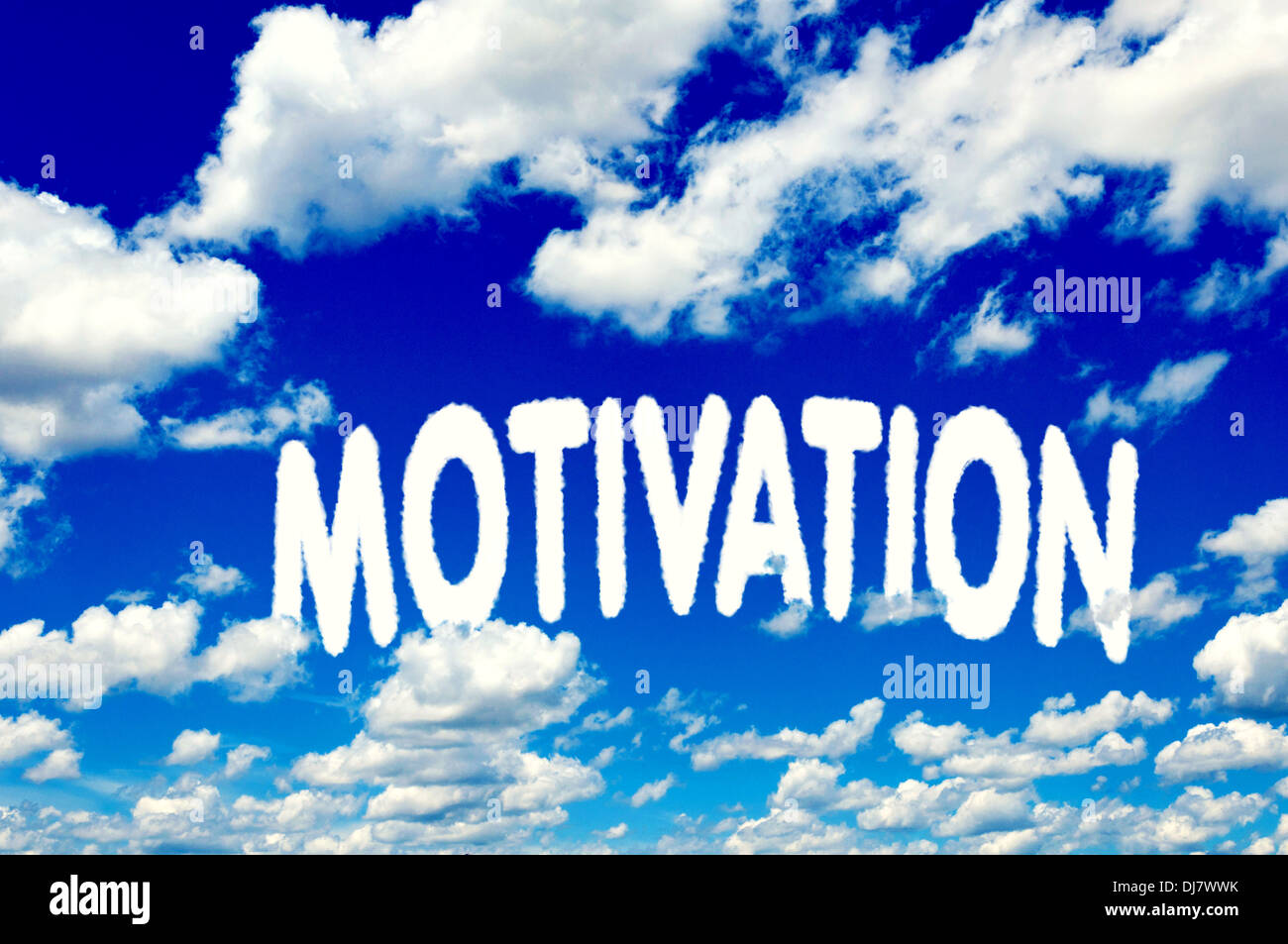 Motivation clouds on the clear blue sky Stock Photo - Alamy