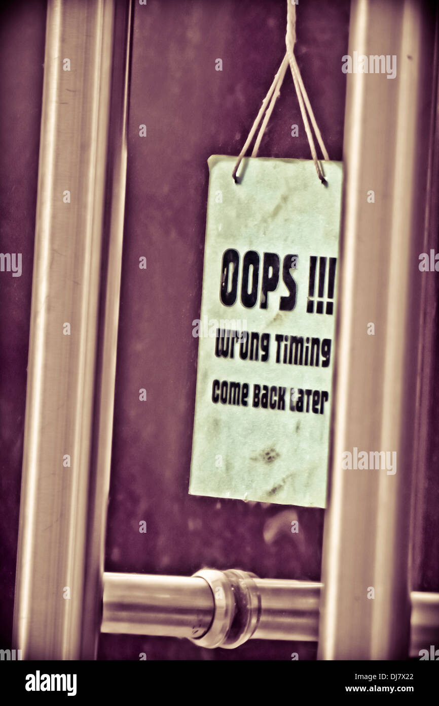 Come back later sign hi-res stock photography and images - Alamy