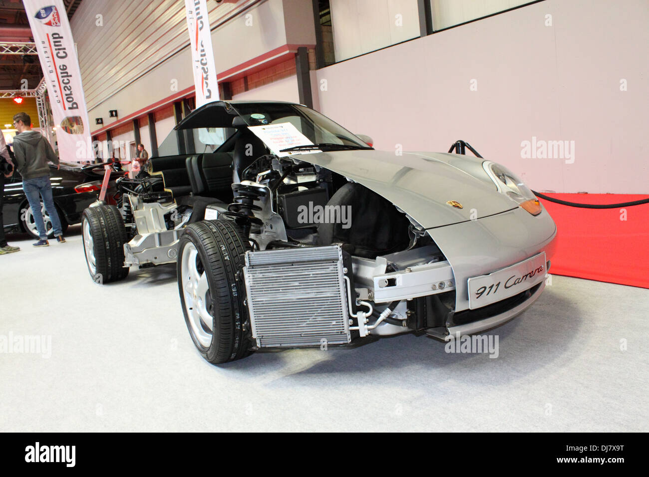 Cutaway model of a Porsche 911 on display at the 2013 Birmingham NEC ...