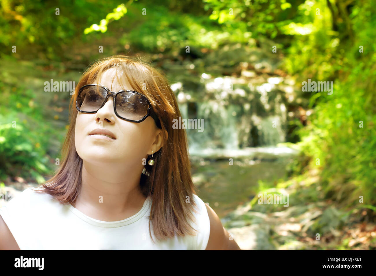 Portrait of beautiful young woman enjoyment nature Stock Photo - Alamy