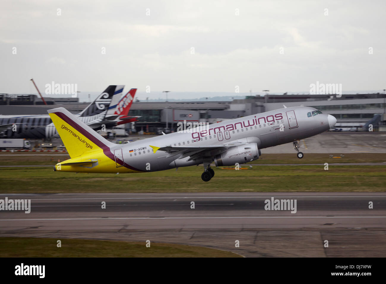 Germanwings Airbus A318 taking off at London Heathrow Airport Stock ...