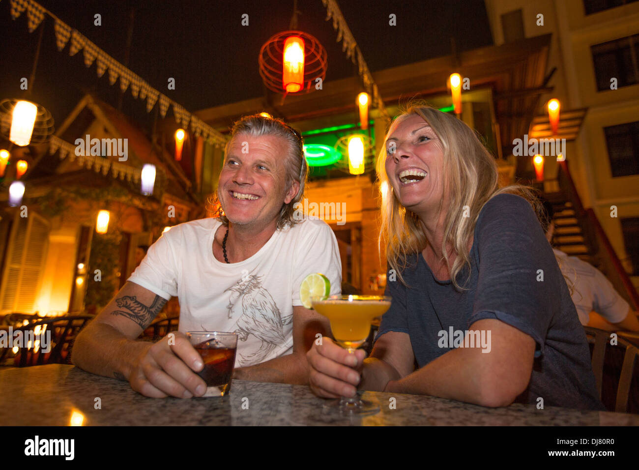 Nightlife in Vientiane, Laos Stock Photo - Alamy