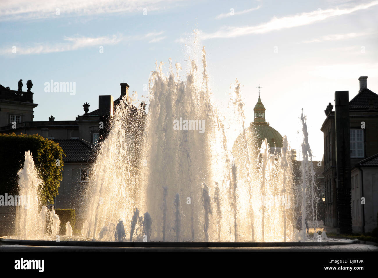 Fountains in front of Amalienborg Palace in Copenhagen, Denmark Stock Photo - Alamy