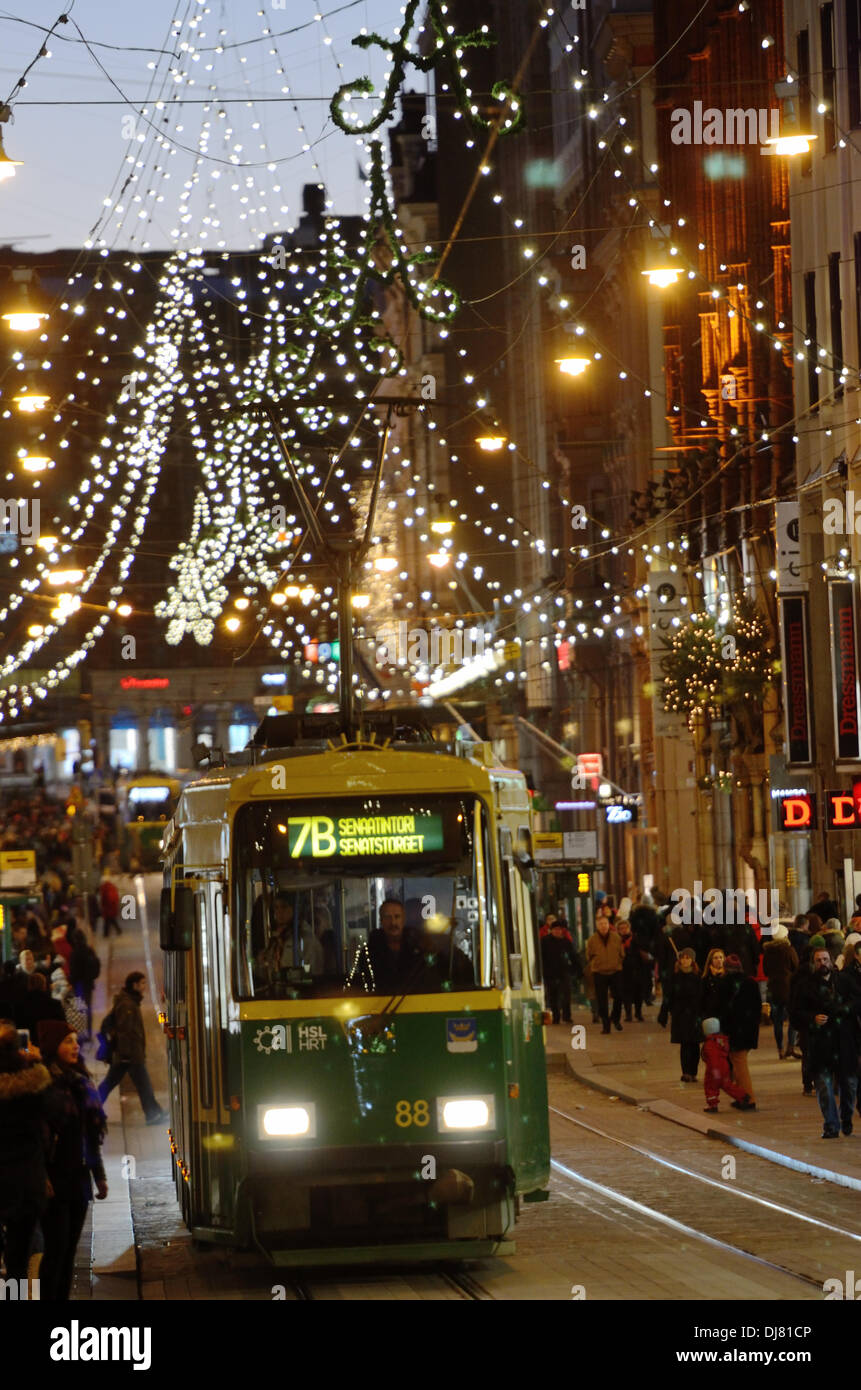 HELSINKI, FINLAND – NOVEMBER 24: The Christmas lights are turned on ...