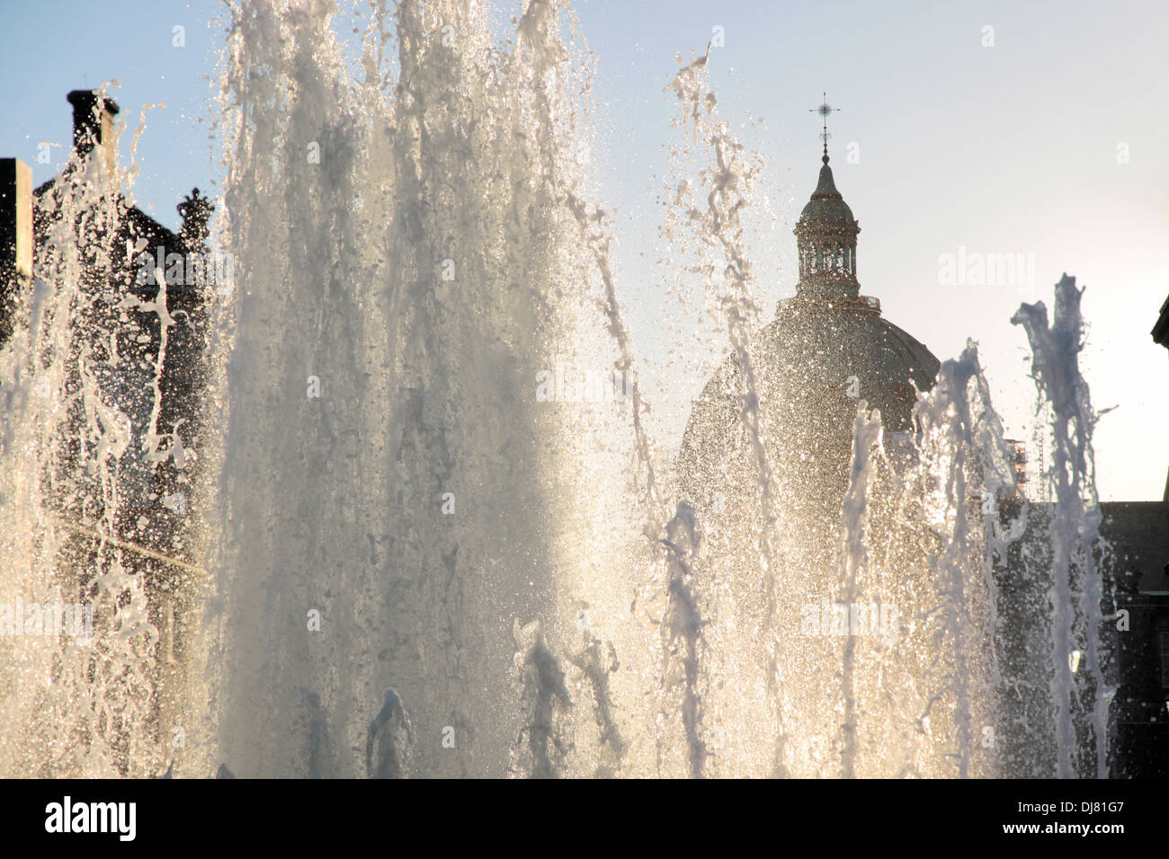 Fountains in front of Amalienborg Palace in Copenhagen, Denmark Stock ...