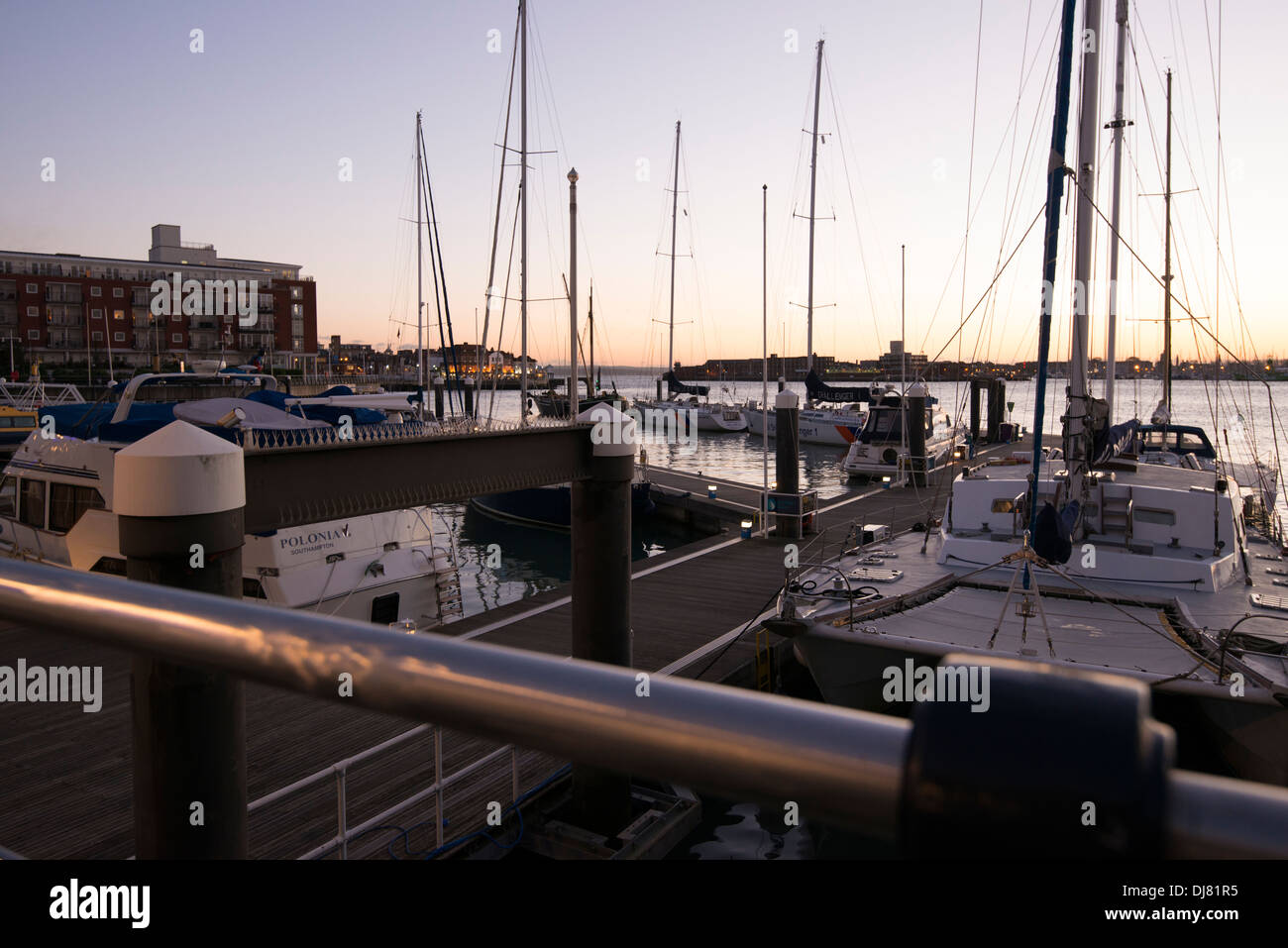 Portsmouth Gunwharf Quays marina evening view Stock Photo - Alamy