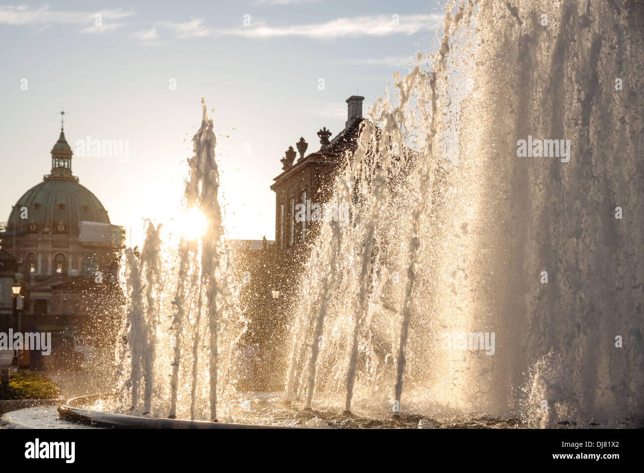 Fountains in front of Amalienborg Palace in Copenhagen, Denmark Stock Photo - Alamy