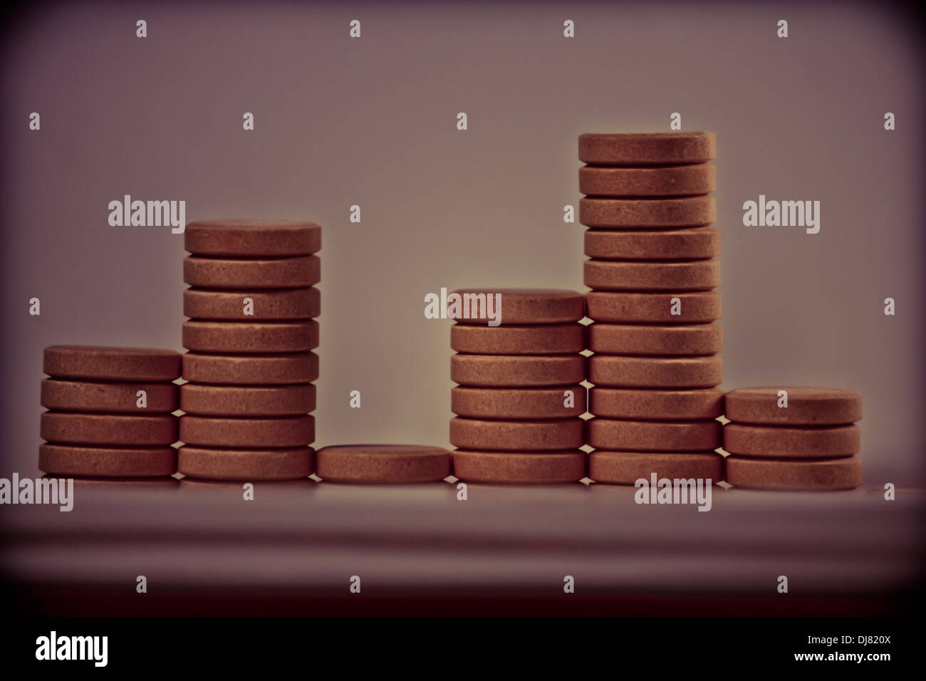 Tablet Stack as a bar graph Stock Photo - Alamy