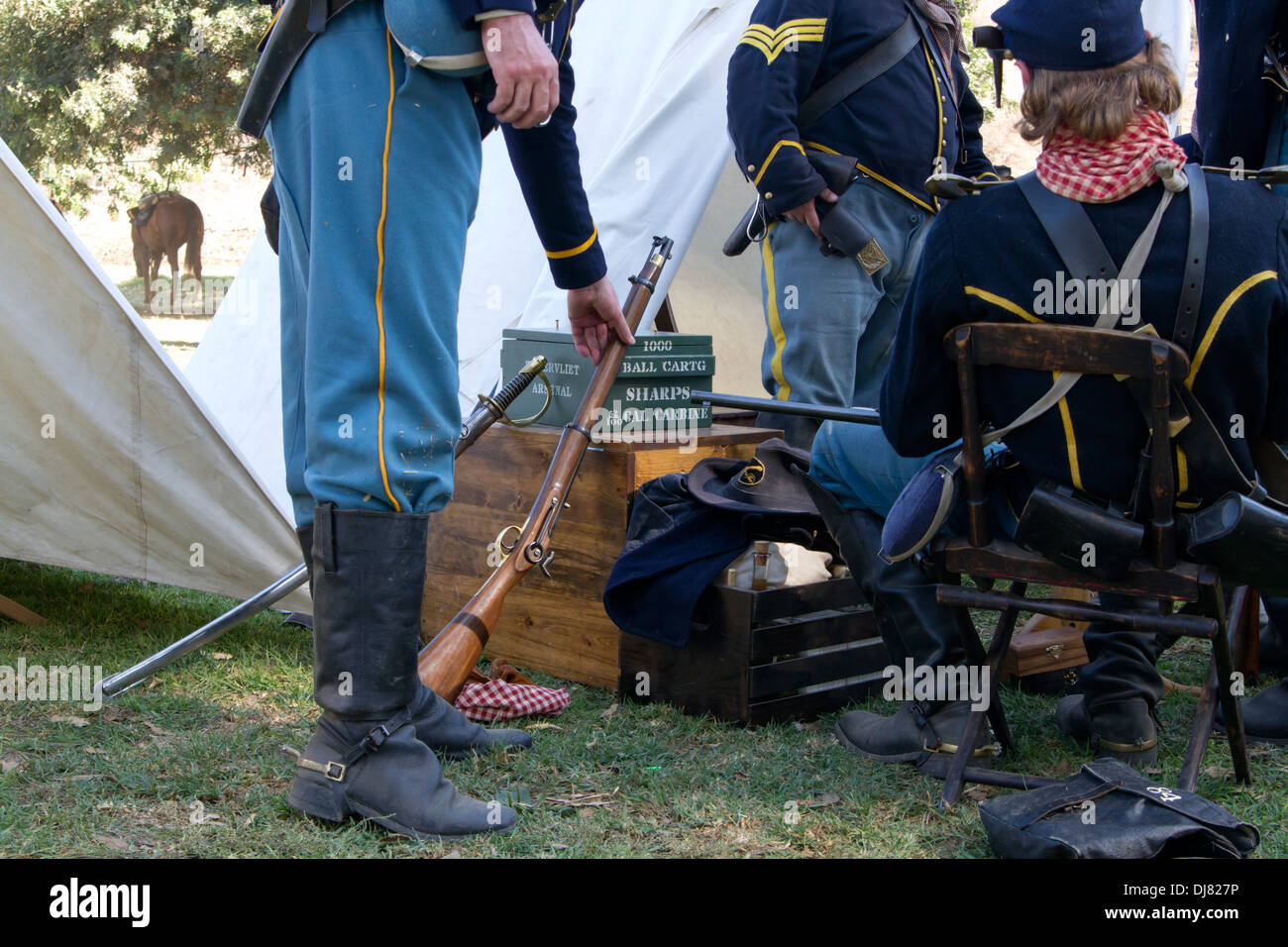 Union solider reenactors at base camp Stock Photo - Alamy