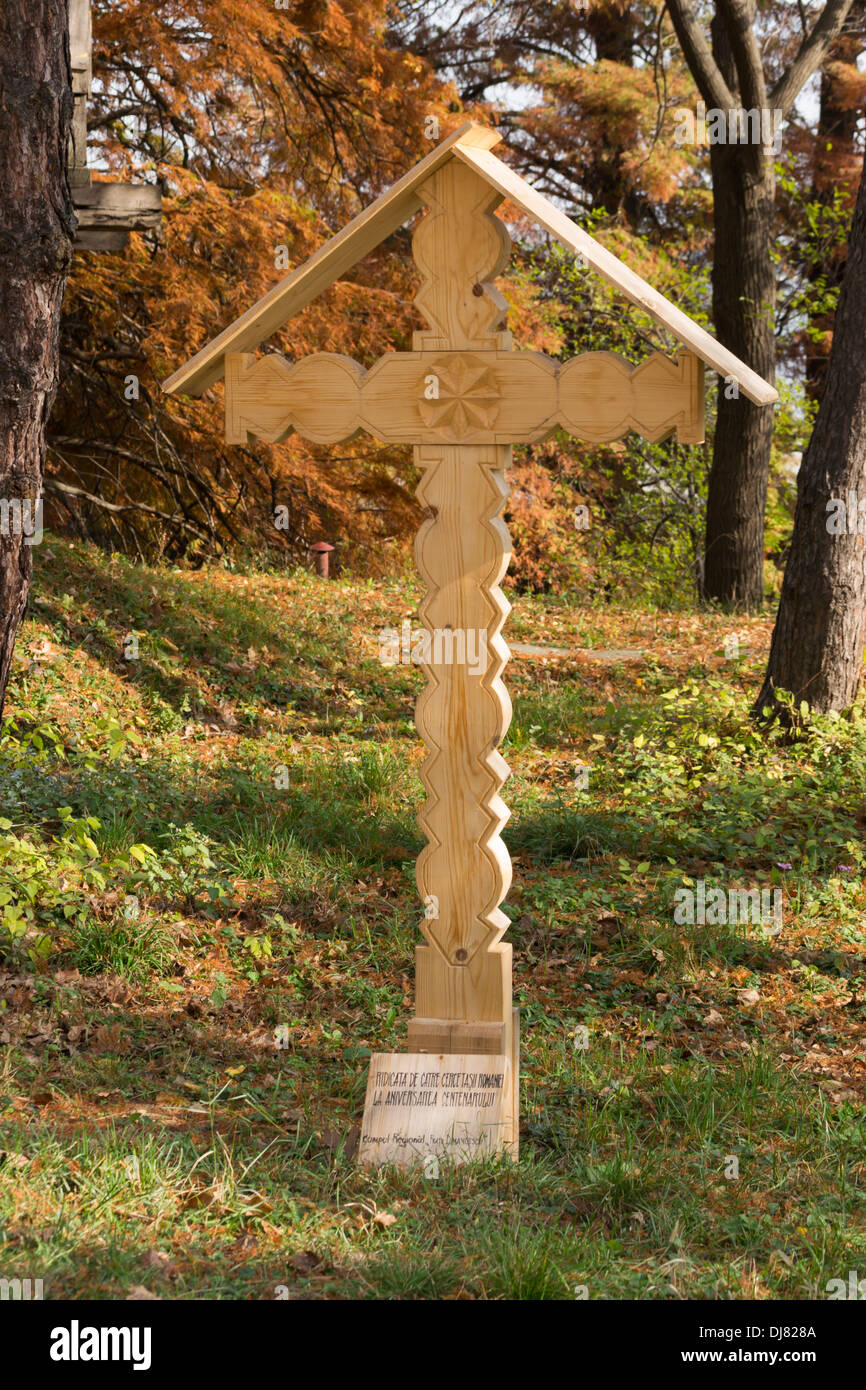 Roadside wooden cross on an autumn background Stock Photo - Alamy
