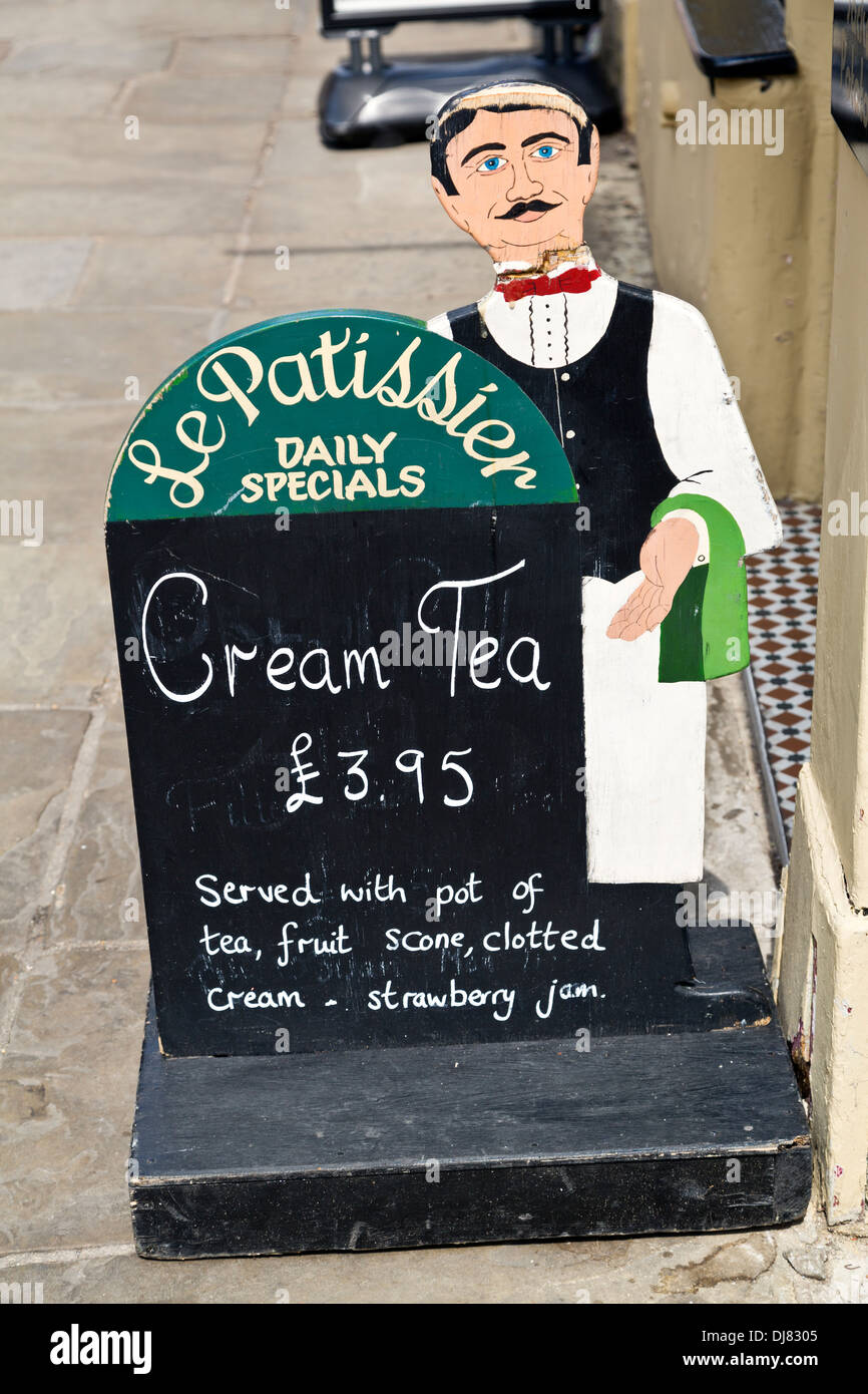 Chalkboard menu cream teas served at Le Patissier in Cambridge, England ...