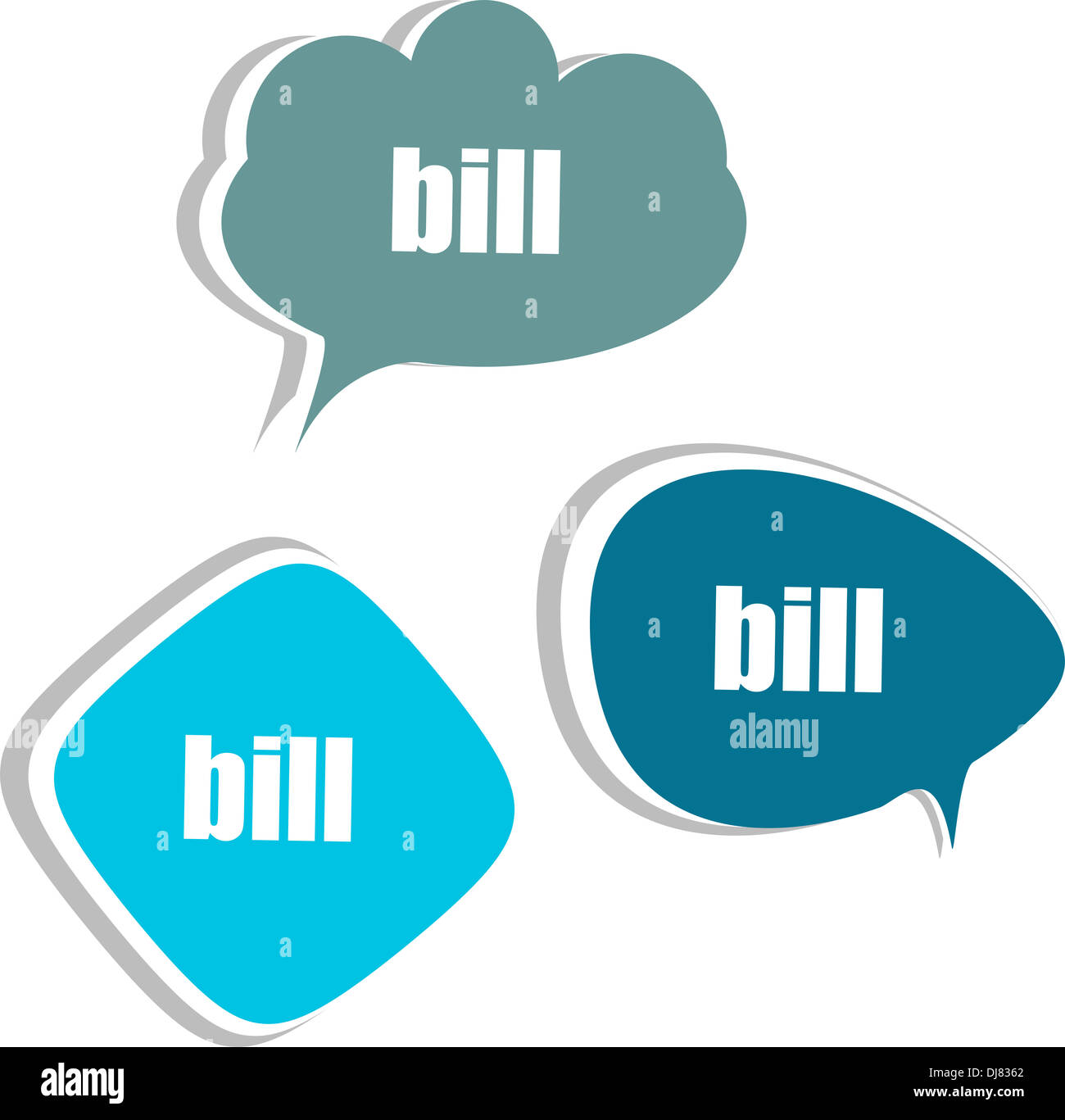 bill word on modern banner design template. set of stickers, labels ...