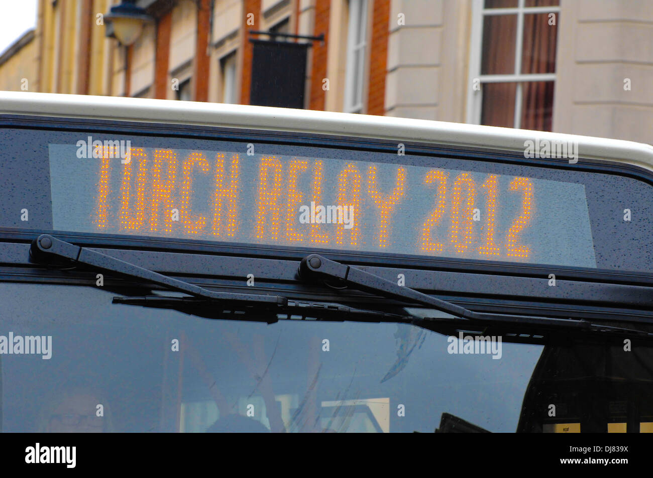 Olympic Torch relay bus 2012 Stock Photo - Alamy