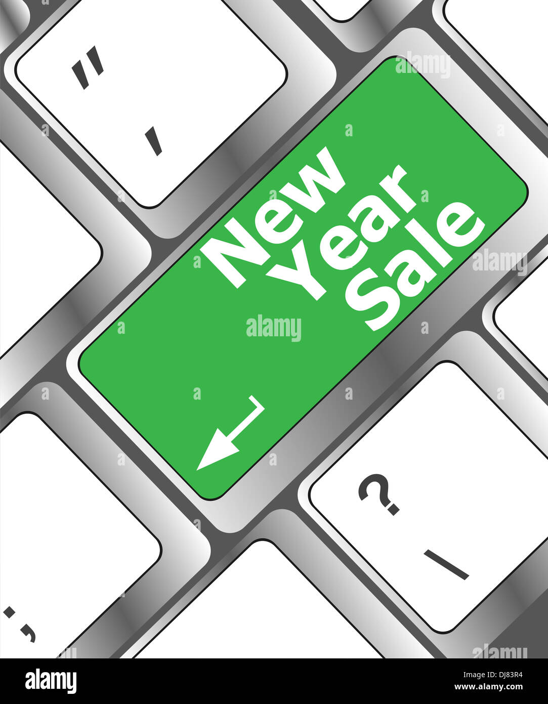 Computer keyboard with holiday key - new year sale Stock Photo - Alamy