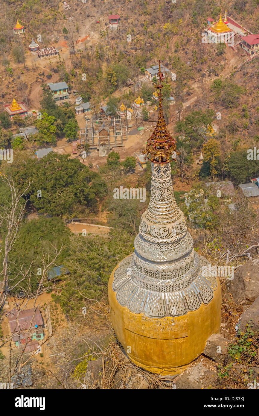 Popa Taungkalat monastery atop an outcrop of Mount Popa volcano in ...