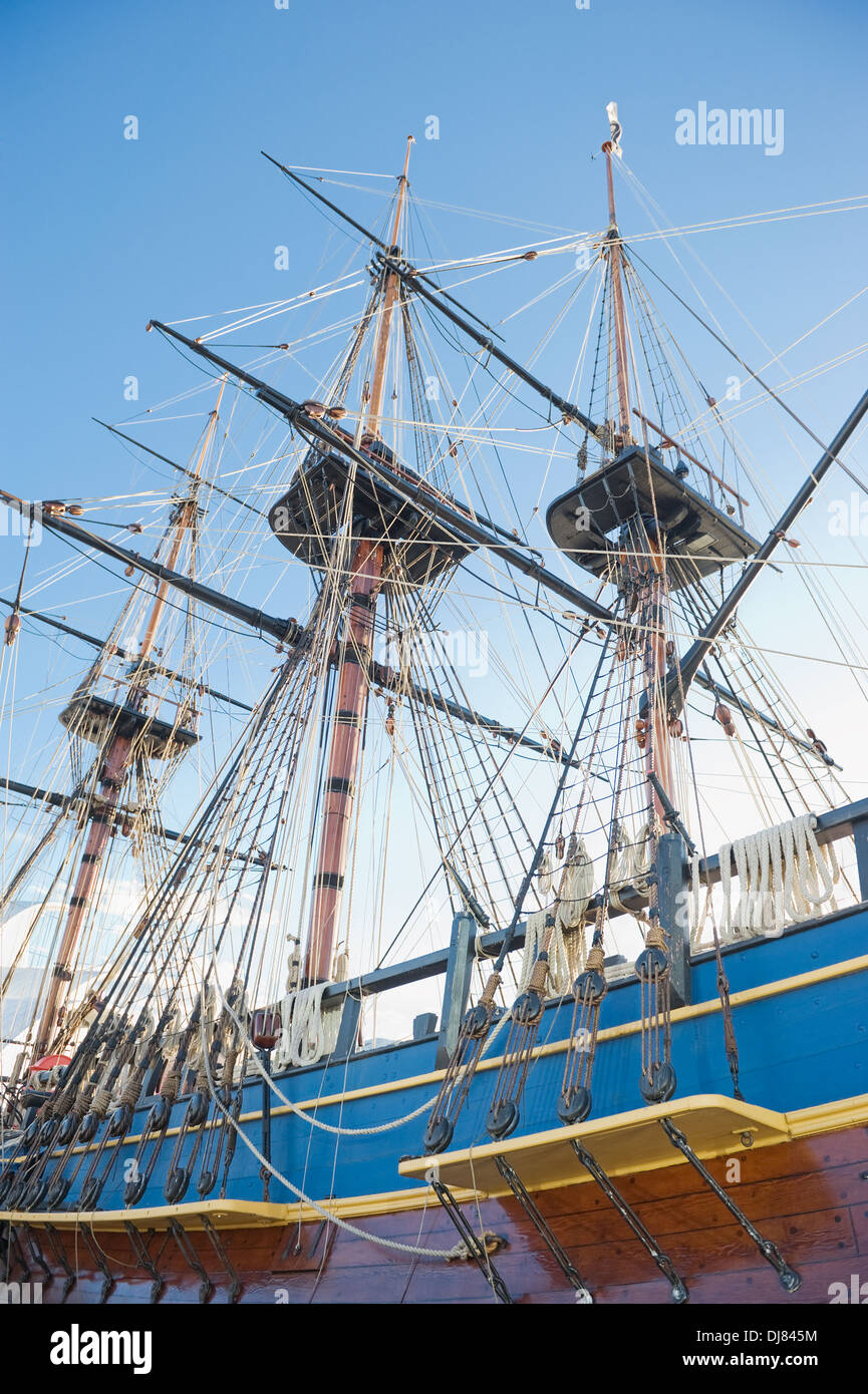masts,sails and rigging of an old sailing ship Stock Photo - Alamy