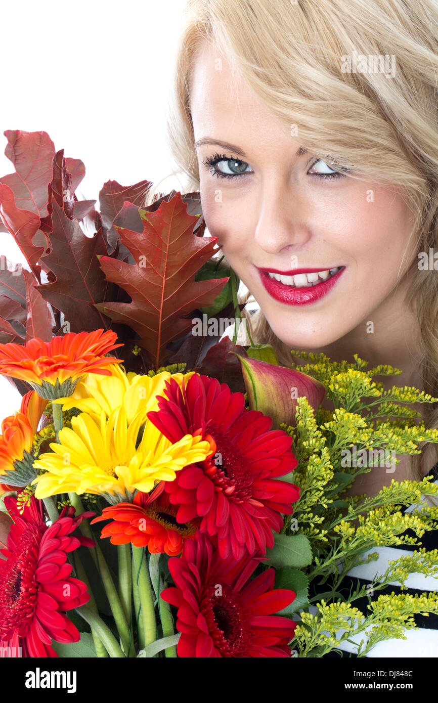 Flowers woman bunch happy hi-res stock photography and images - Alamy
