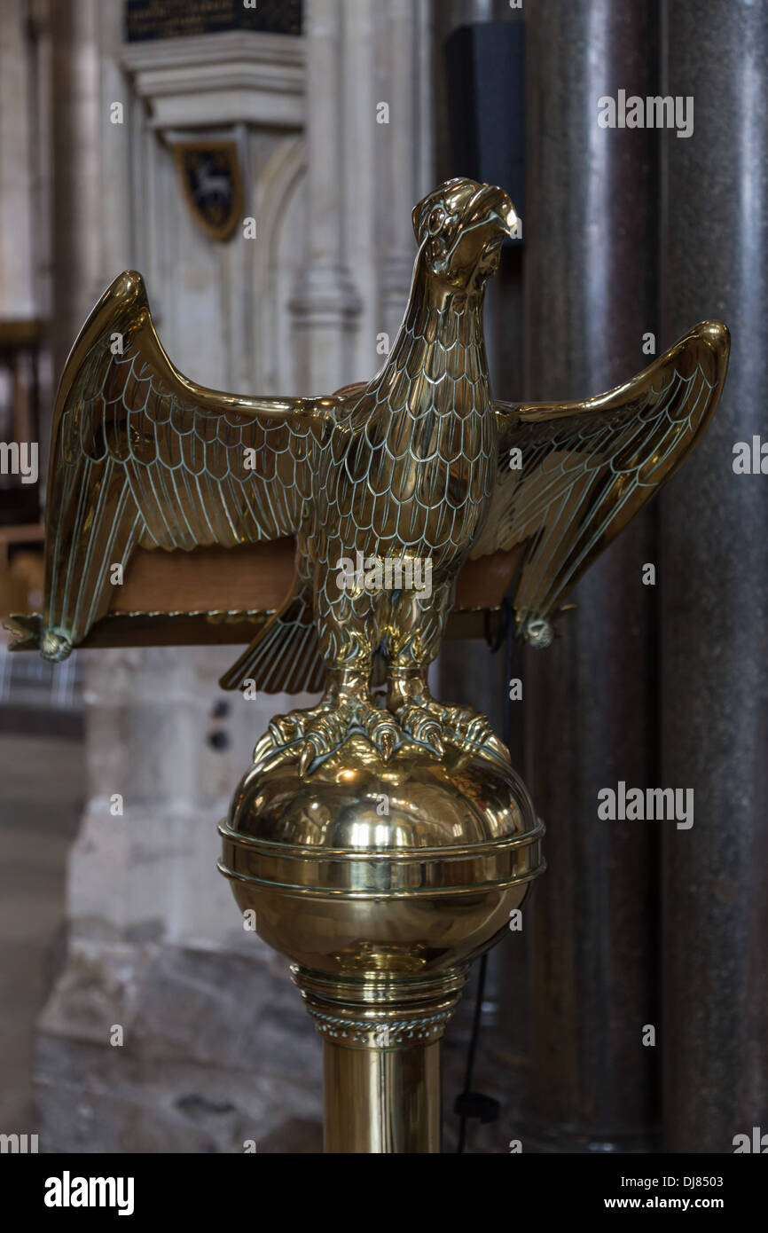 Brass eagle lectern stood in Salisbury Cathedral, Salisbury, Wilshire ...