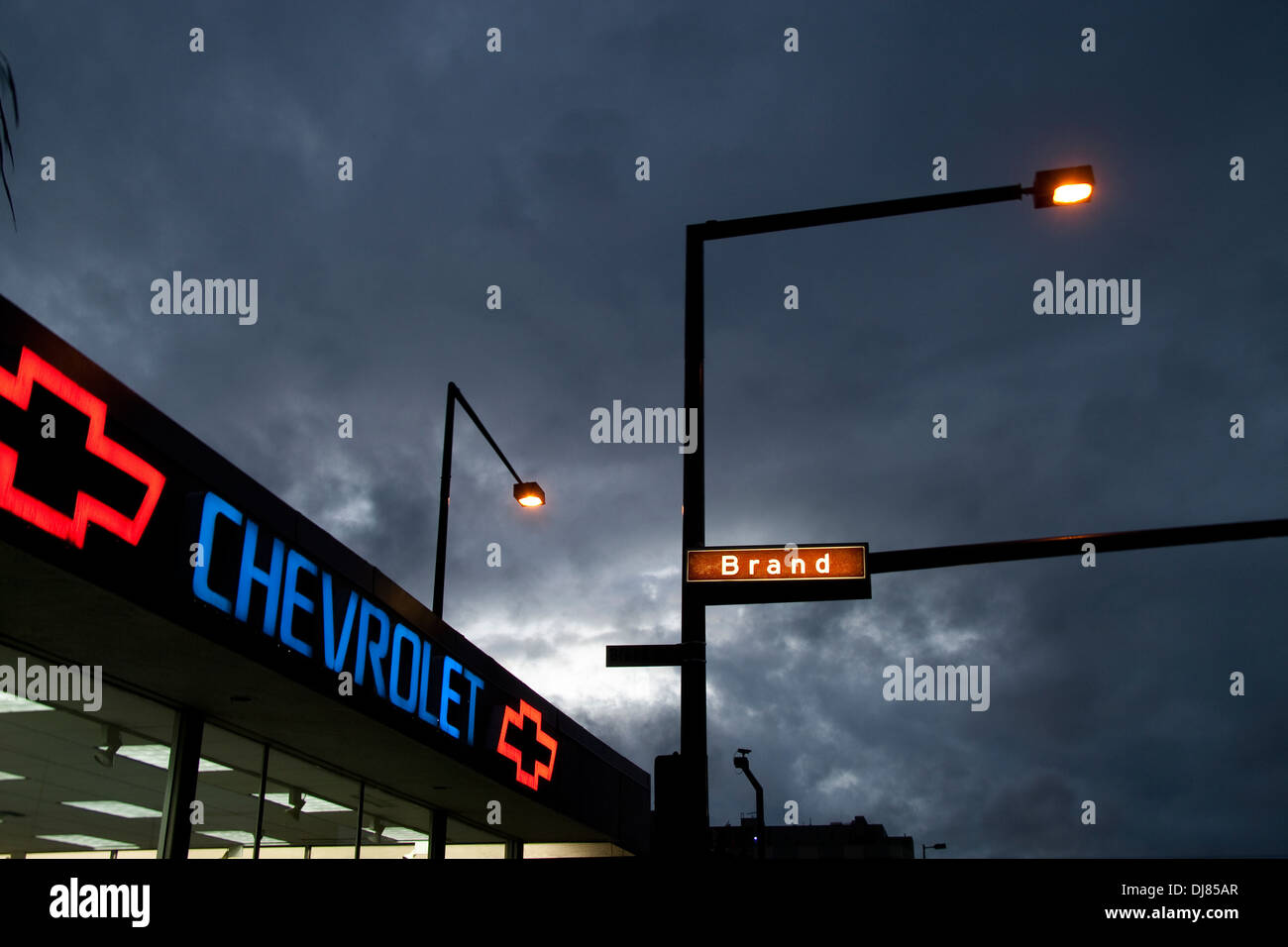 Chevrolet Car Dealership Neon Sign Stock Photo - Alamy