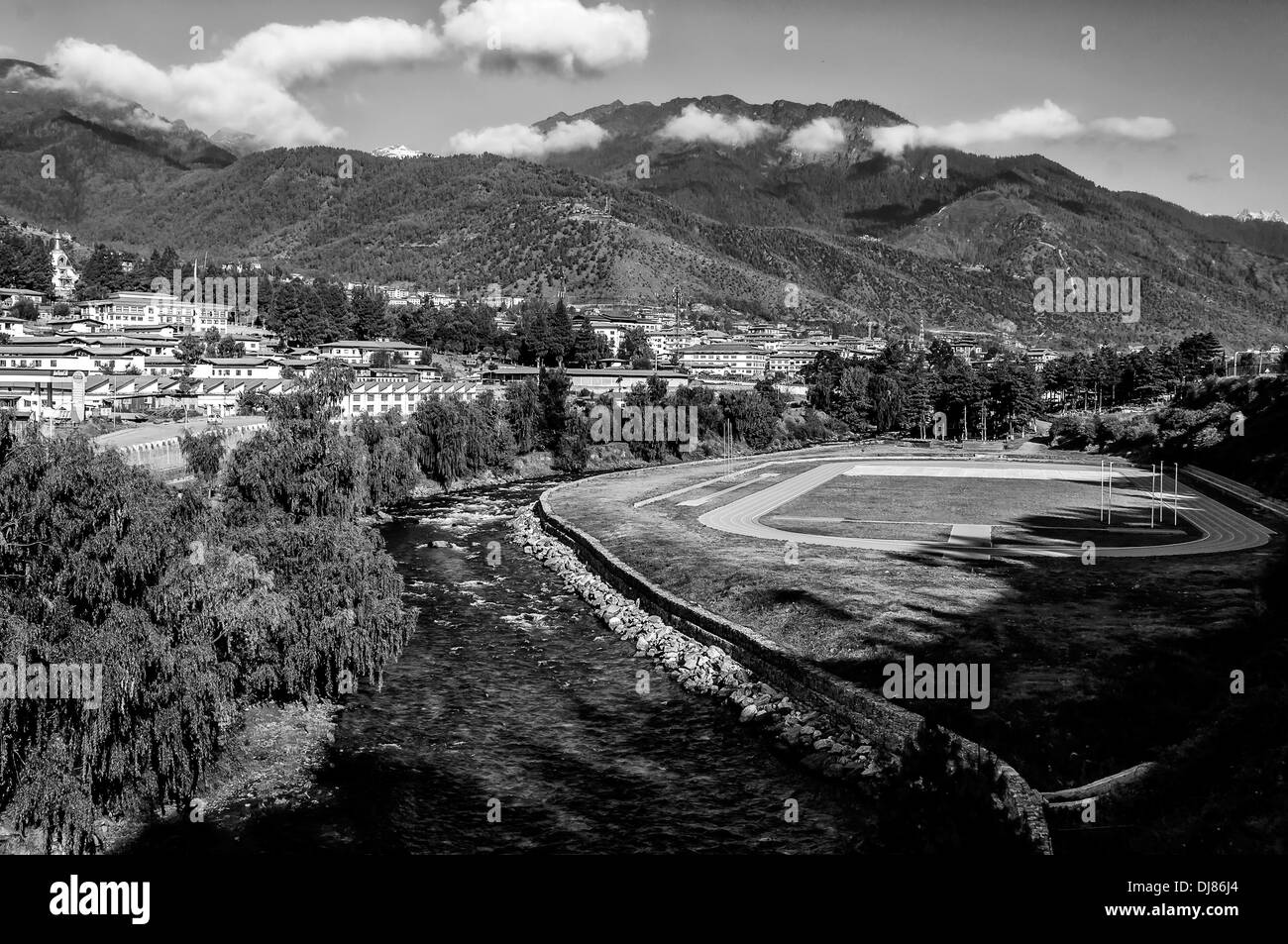 View of Thimphu, Thimpu City, Capital of Bhutan and it's surrounding ...