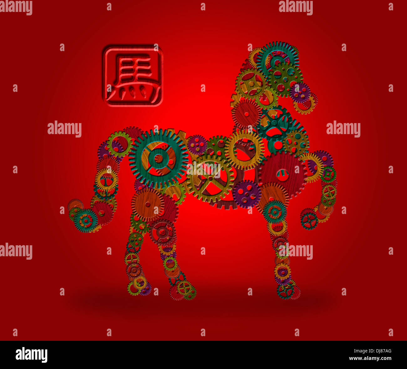 Chinese New Year Horse Zodiac Illustration Stock Photo - Alamy