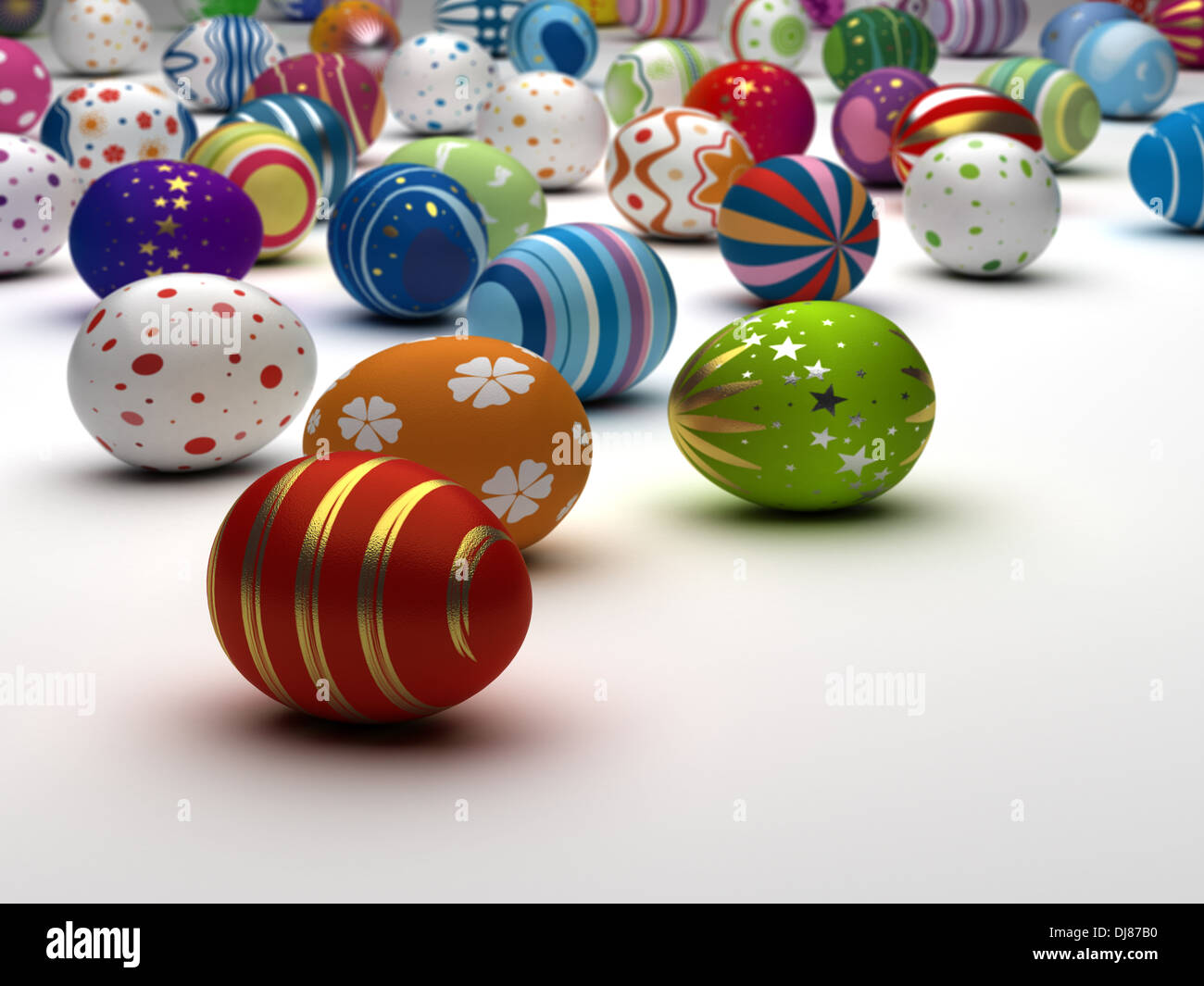 Multi color painted easter eggs (computer generated image Stock Photo ...