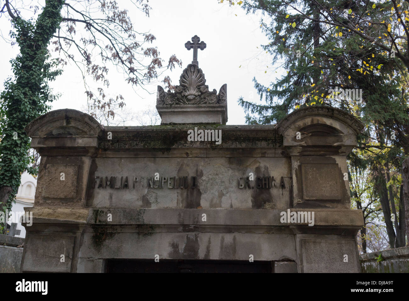 Ghica family tomb house in Bellu Orthodox Cemetery, Bucharest, Romania ...