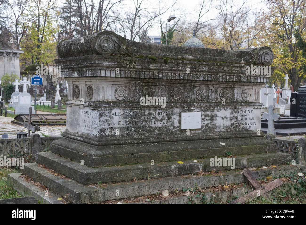 Tomb stone in Bellu Orthodox Cemetery, Bucharest, Romania Stock Photo ...