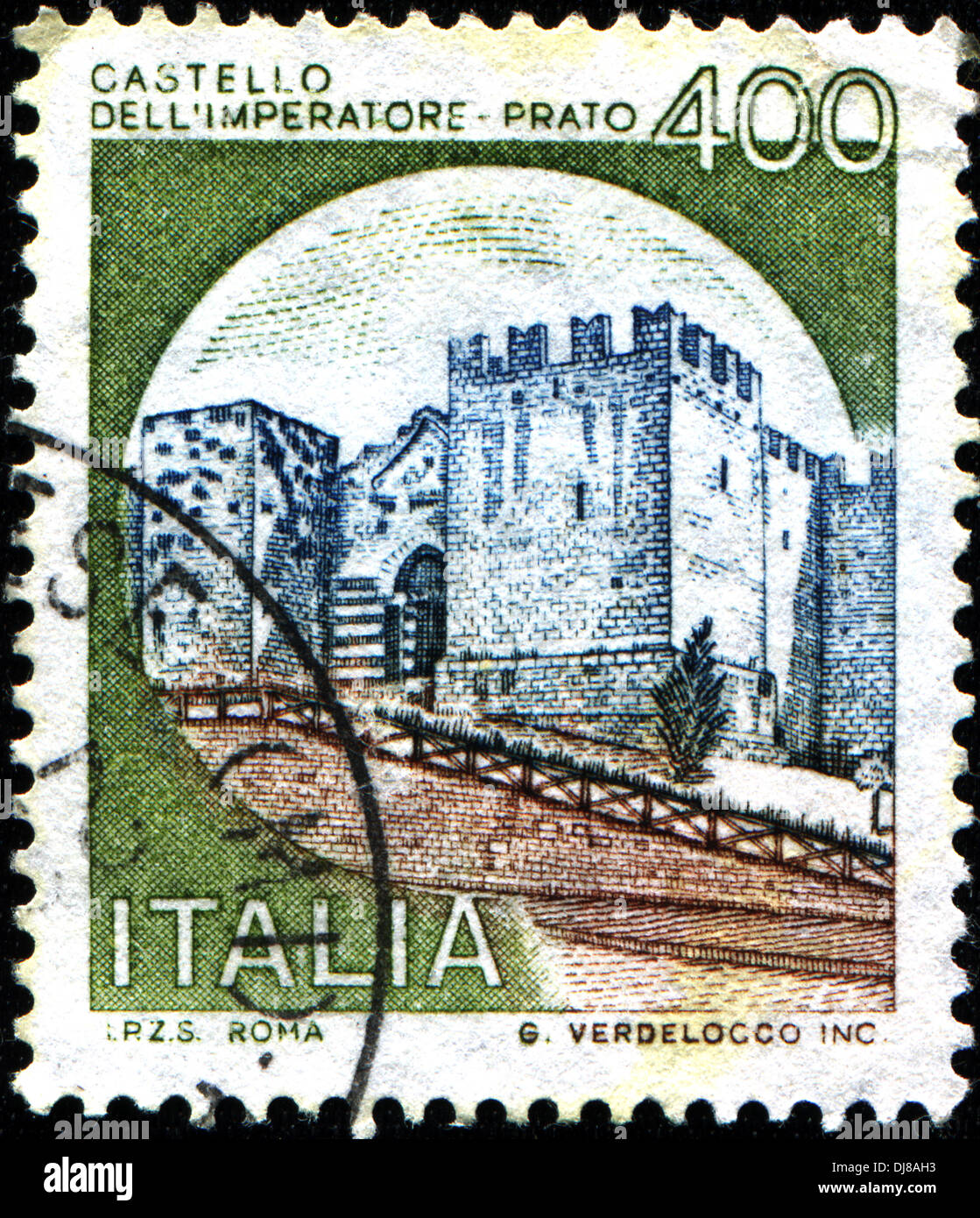 ITALY - CIRCA 1980: A stamp printed in Italy shows Castle Imperatore ...