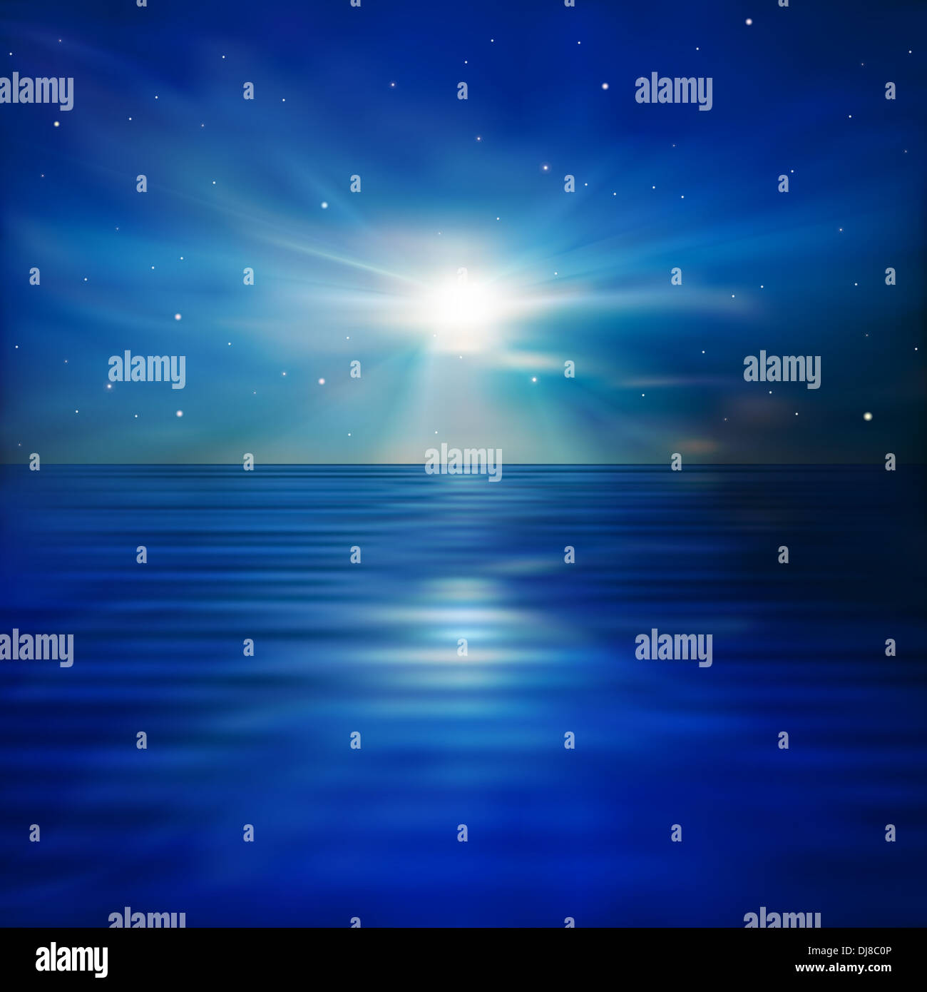 abstract blue background with clouds and ocean sunrise Stock Photo - Alamy