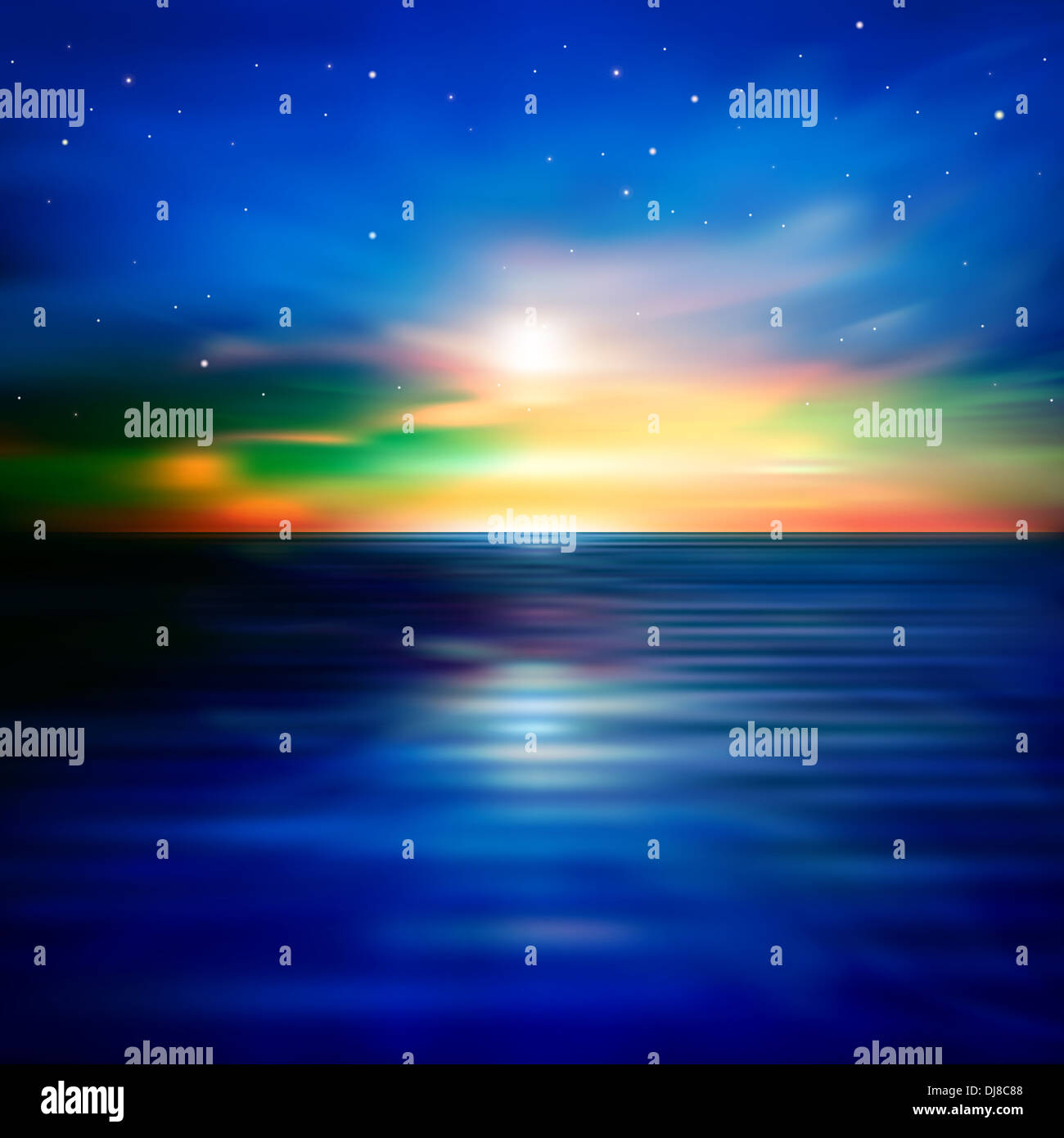 abstract nature blue background with clouds and sea sunrise Stock Photo ...