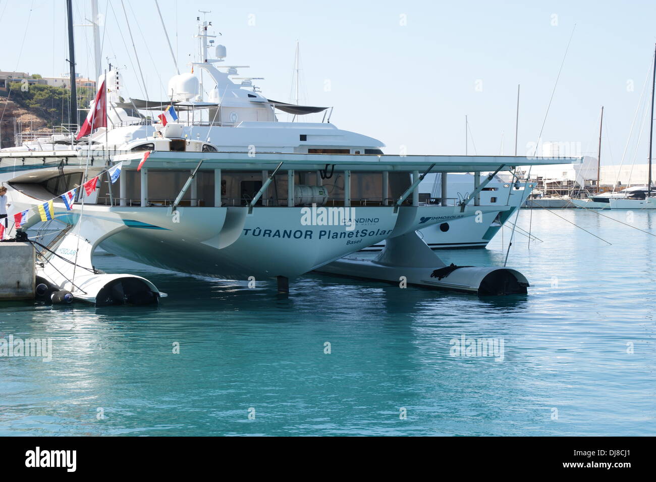 Solar-powered boat The Turanor, currently in Port Adriano, is the first ...