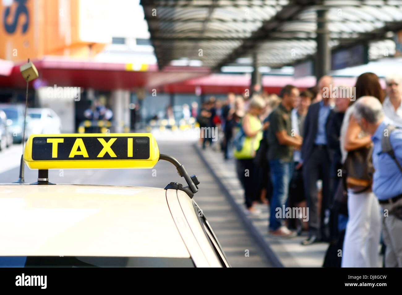 Passengers waiting for long periods of time in line for taxis at Tegel ...