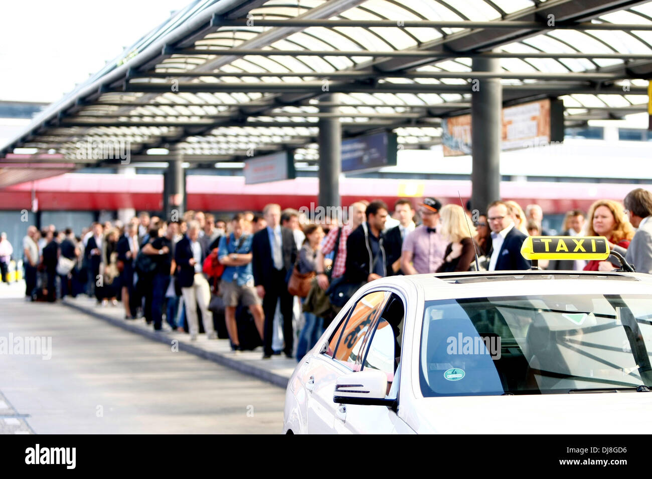 Passengers waiting for long periods of time in line for taxis at Tegel ...