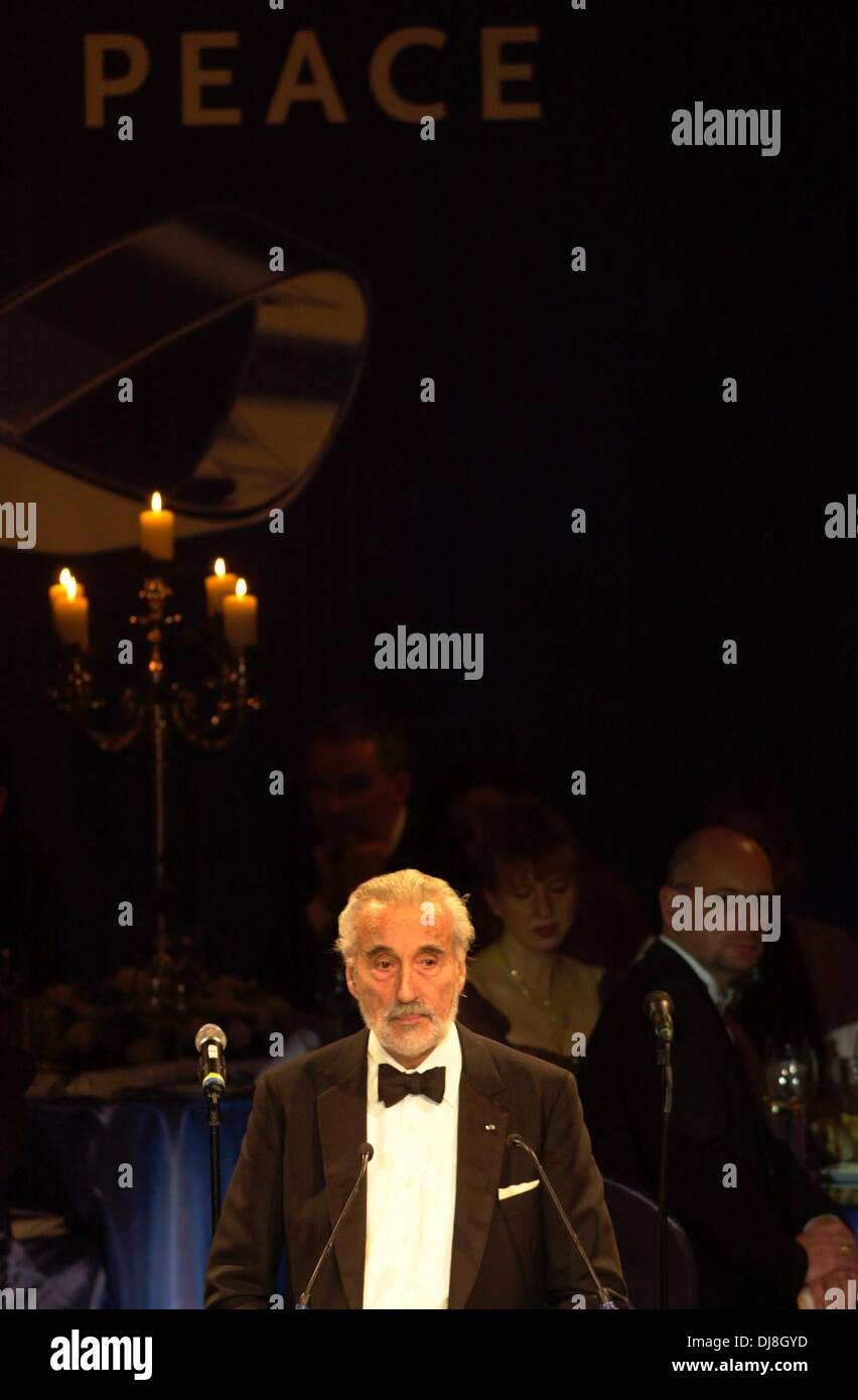 Christopher Lee at the gala of "Cinema for Peace" in Berlin Stock Photo ...