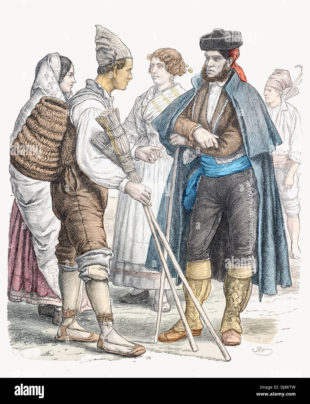 19th century XIX Spain Traditional dress of Valencia and Granada Stock ...