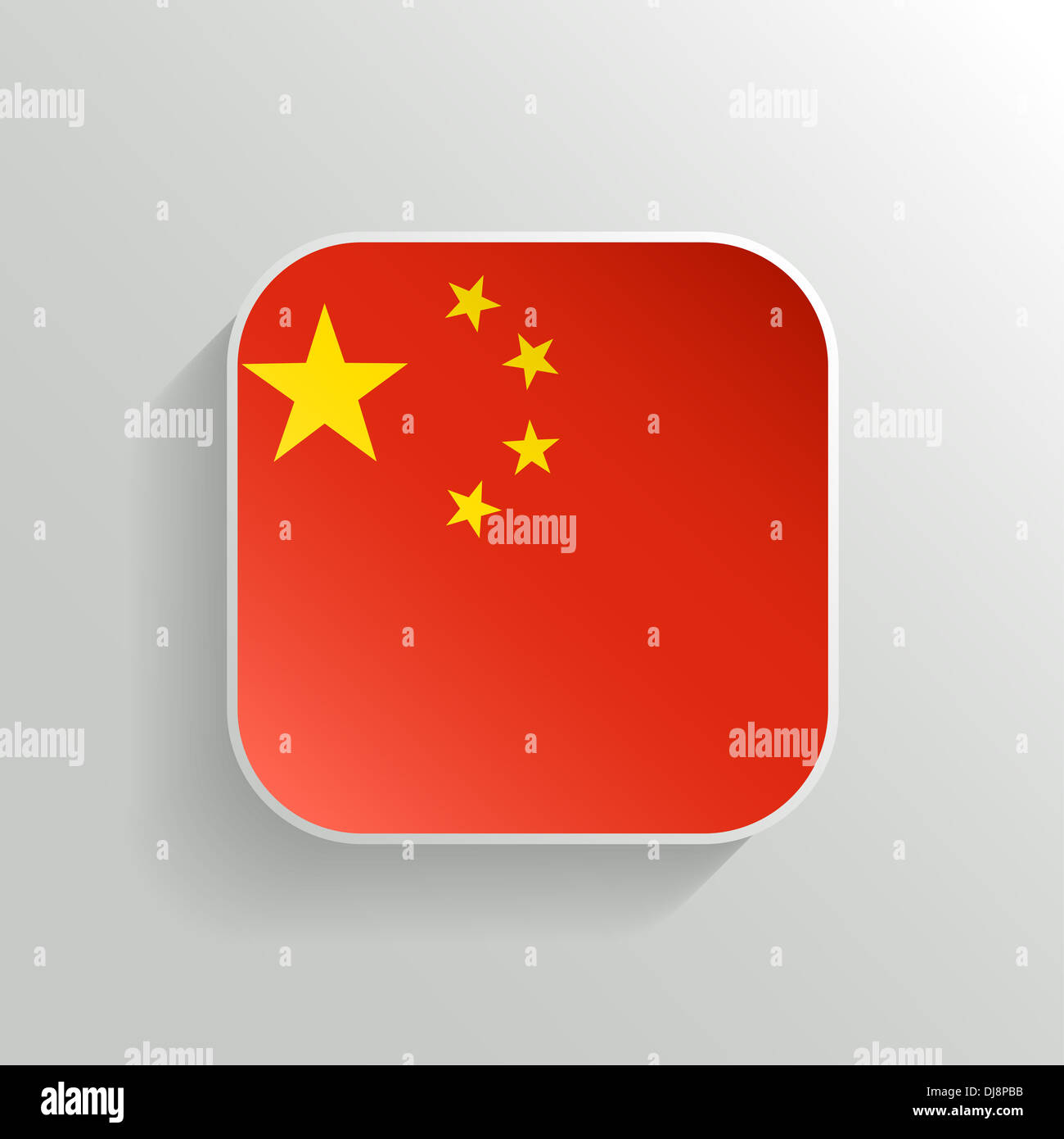 Button - China Flag Icon on White Background Stock Photo - Alamy