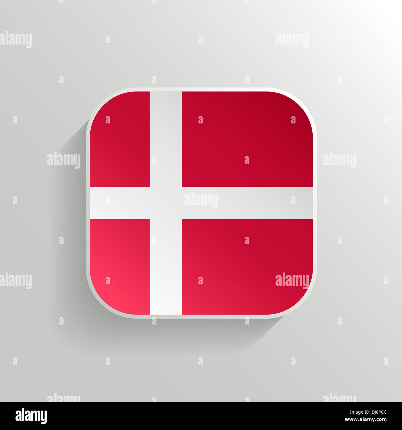 Button - Denmark Flag Icon on White Background Stock Photo - Alamy