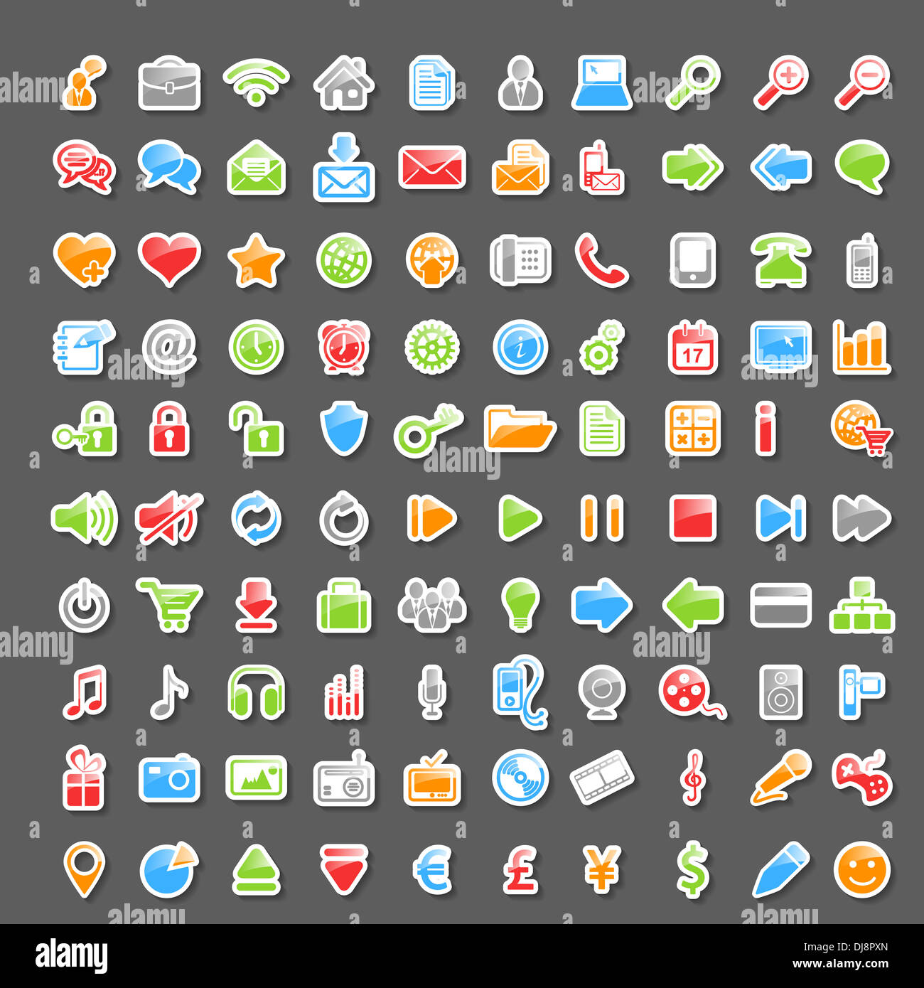 100 icons office hi-res stock photography and images - Alamy